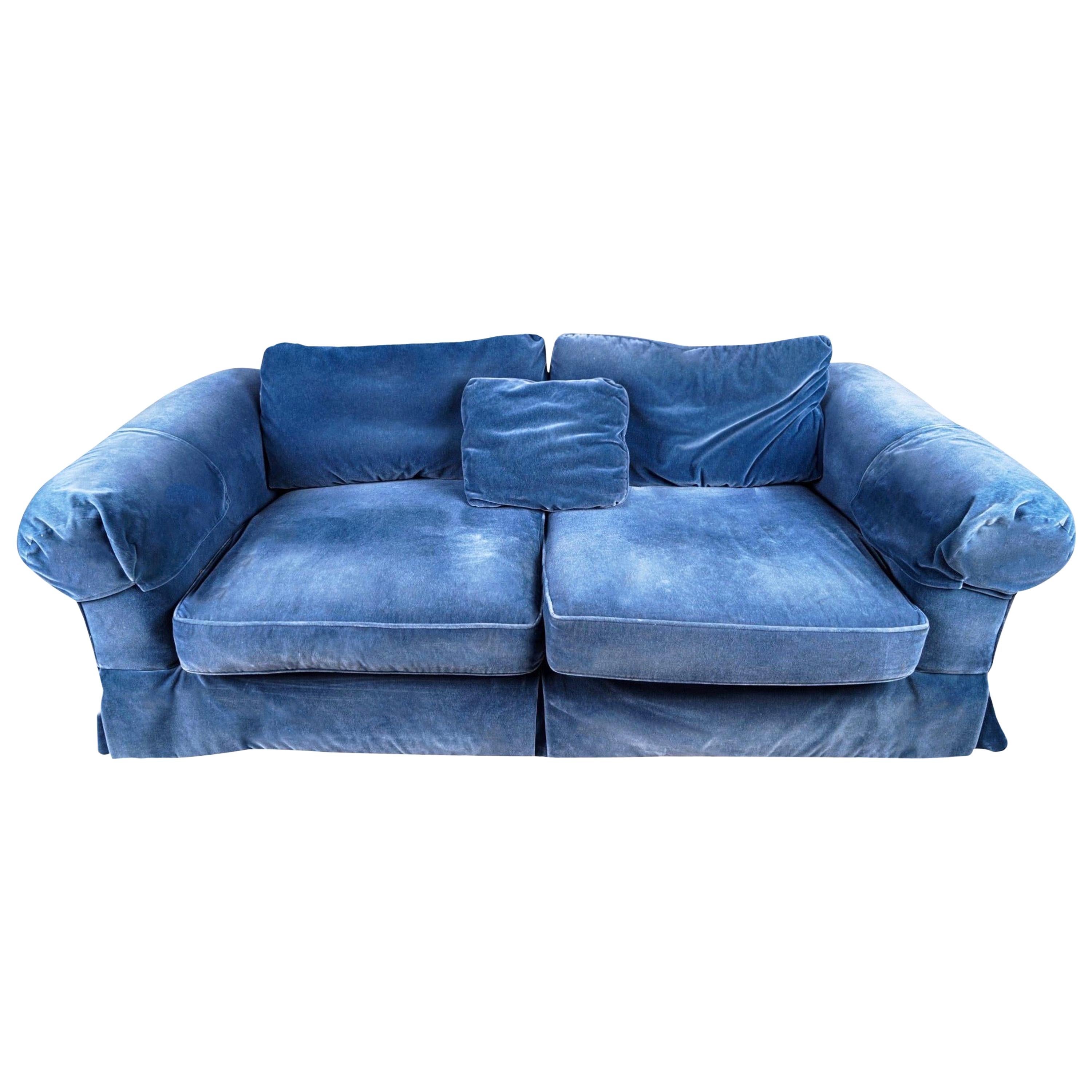 Vintage Baker Furniture Cornflower Blue Mohair Velvet Custom Skirted ...