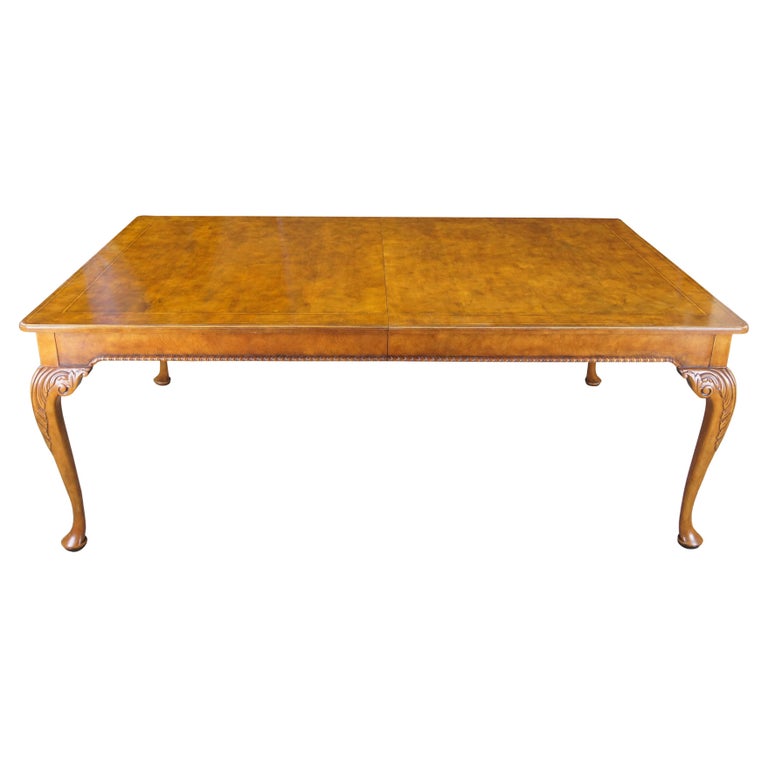 Vintage Baker Stately Homes Chippendale Style Burled Walnut Dining ...