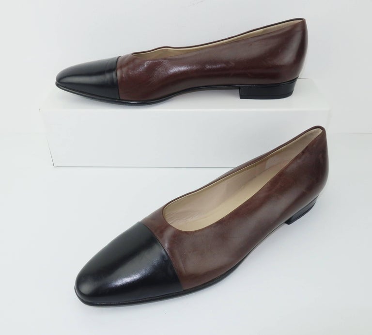 Vintage Bally Brown and Black Leather Spectator Shoes Sz 8N at 1stDibs