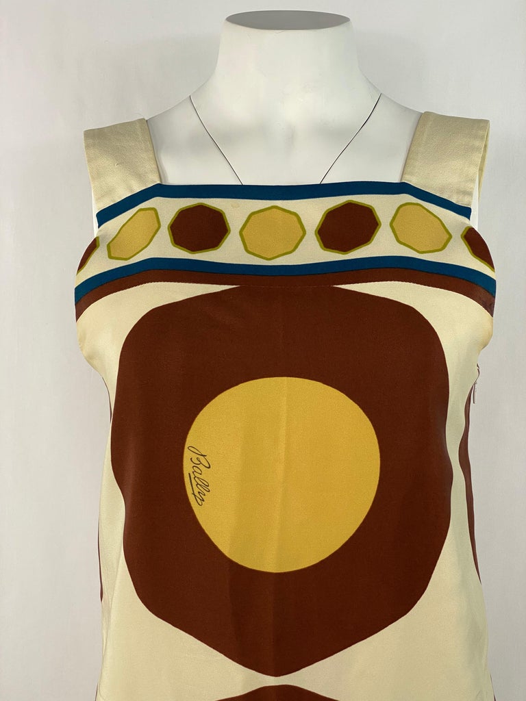 Vintage Bally Silk Ivory Sleeveless Mini Dress Size 6 For Sale at 1stDibs