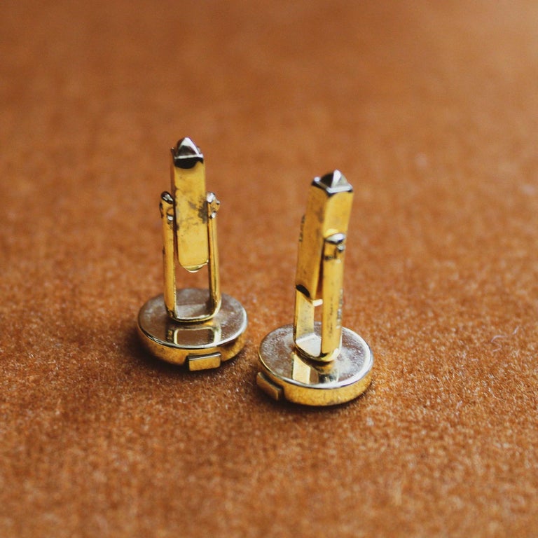 Vintage Balmain Gold Plated Cufflinks, 1980s For Sale at 1stDibs
