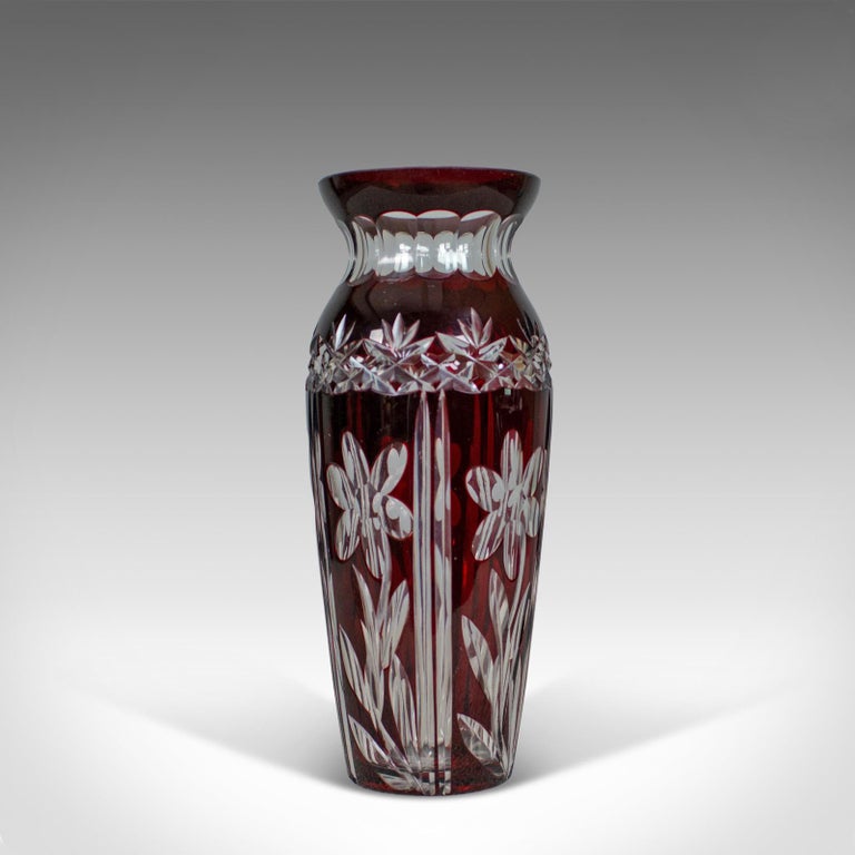 Vintage Baluster Glass Vase, Claret, Cut, Art Deco Taste, Mid-20th ...