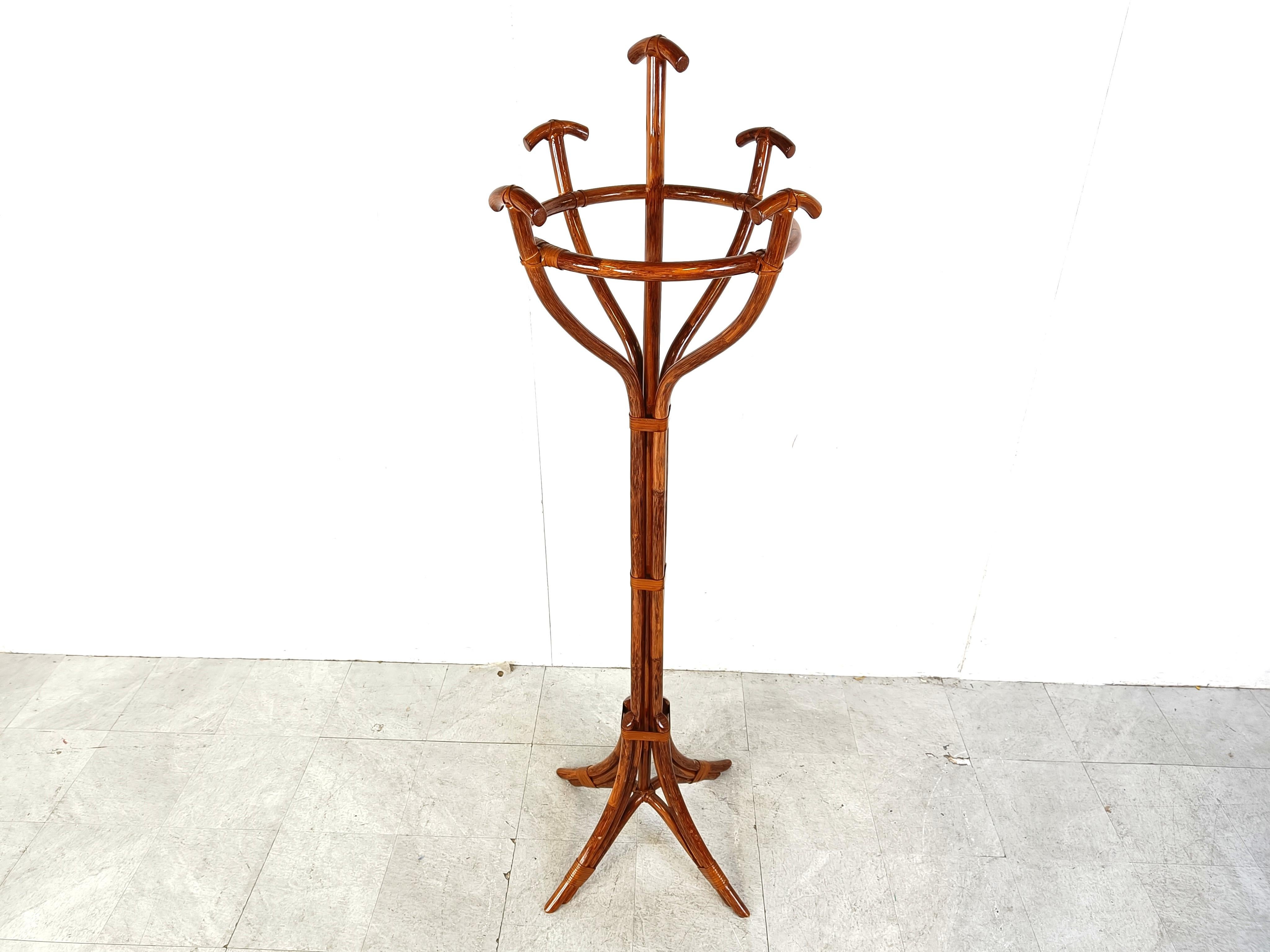Vintage bamboo coat stand, 1970s For Sale at 1stDibs