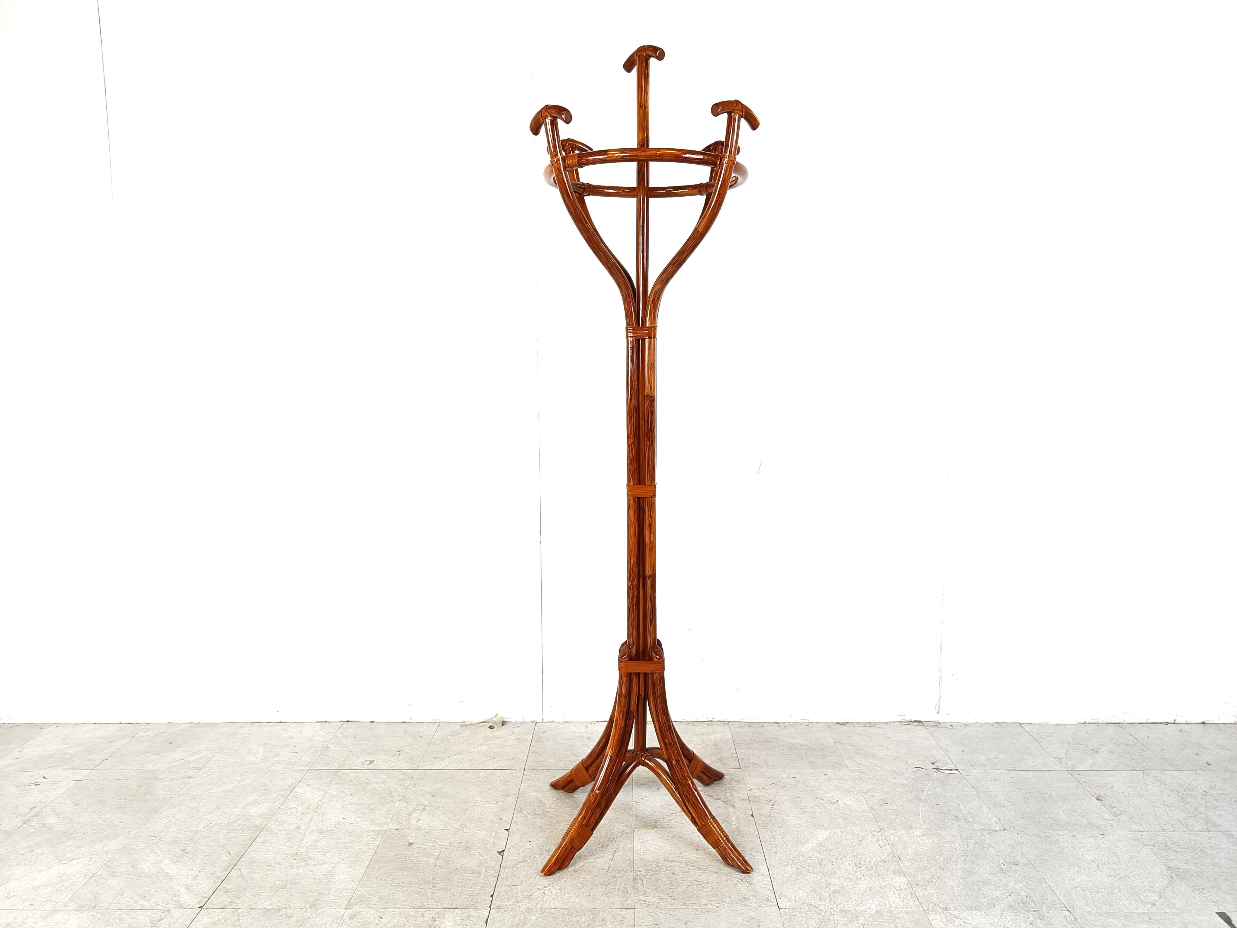Vintage bamboo coat stand, 1970s For Sale at 1stDibs