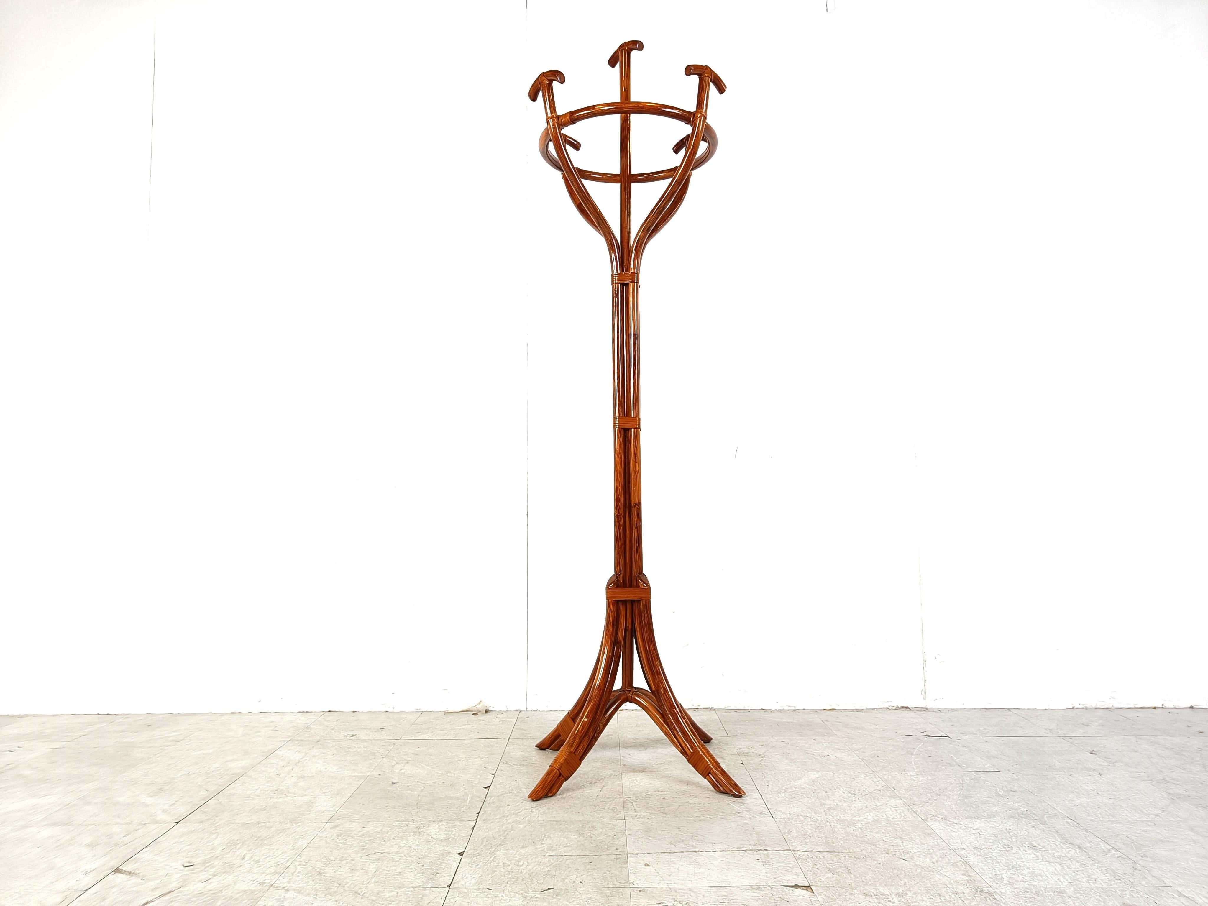 Vintage bamboo coat stand, 1970s For Sale at 1stDibs