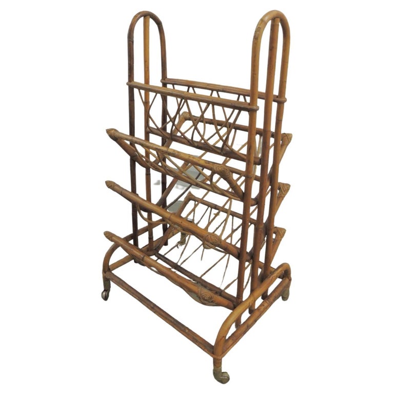 Vintage Bamboo Library Magazines and Newspapers Holder/Stand For Sale ...