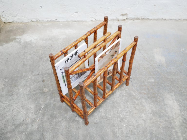 Vintage Bamboo Magazine Rack For Sale at 1stDibs