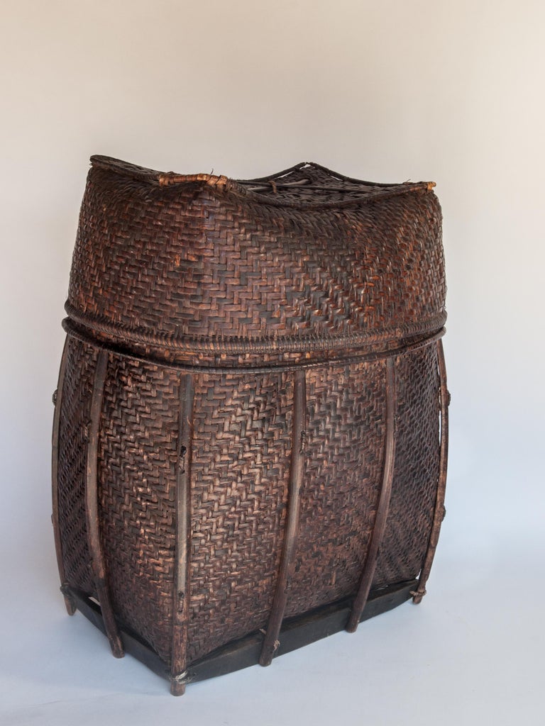 Vintage Bamboo Storage Basket from the Akha of North Thailand, Mid-20th ...
