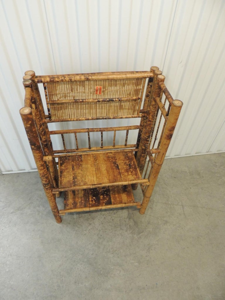 Vintage Bamboo Tortoise Pattern on Folding Three Tiers Shelves/Étagère ...