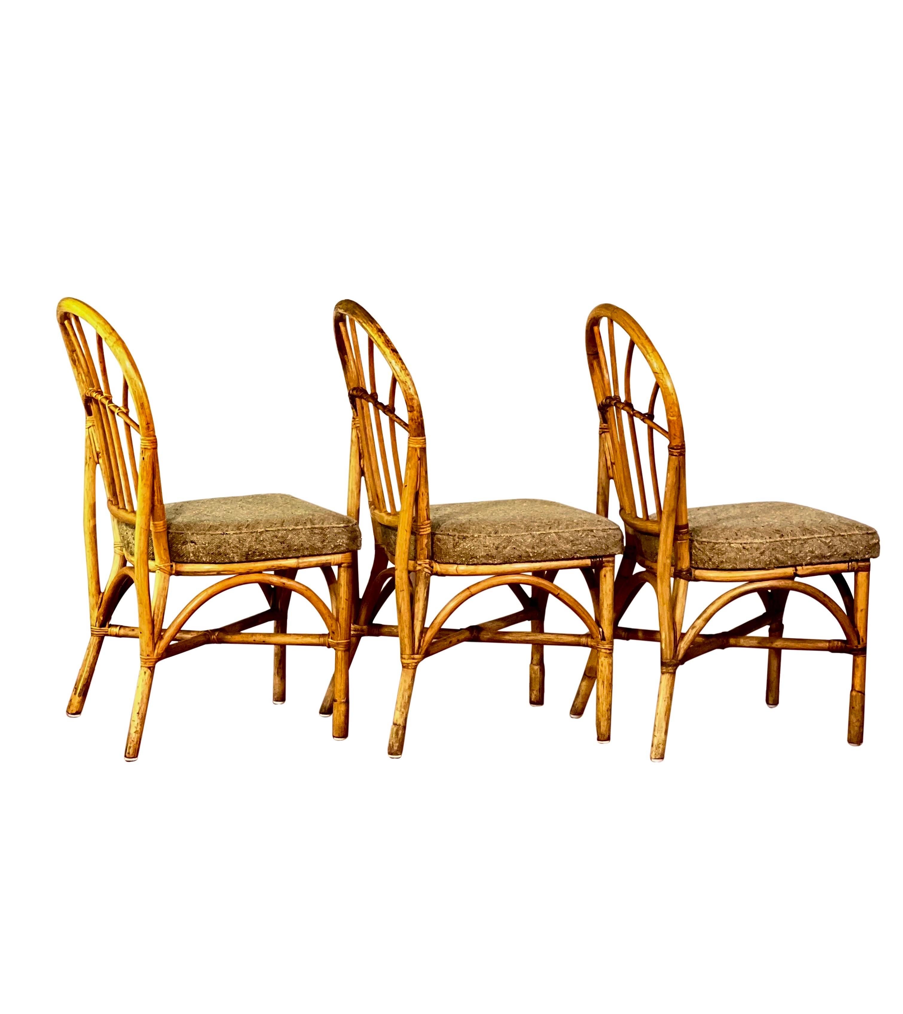 Vintage Bamboo Upholstered Dining Chairs, Set of 4 For Sale at 1stDibs ...