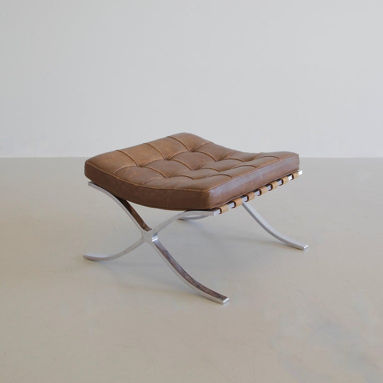 Vintage Barcelona Chair and Footstool by Knoll International, Early ...