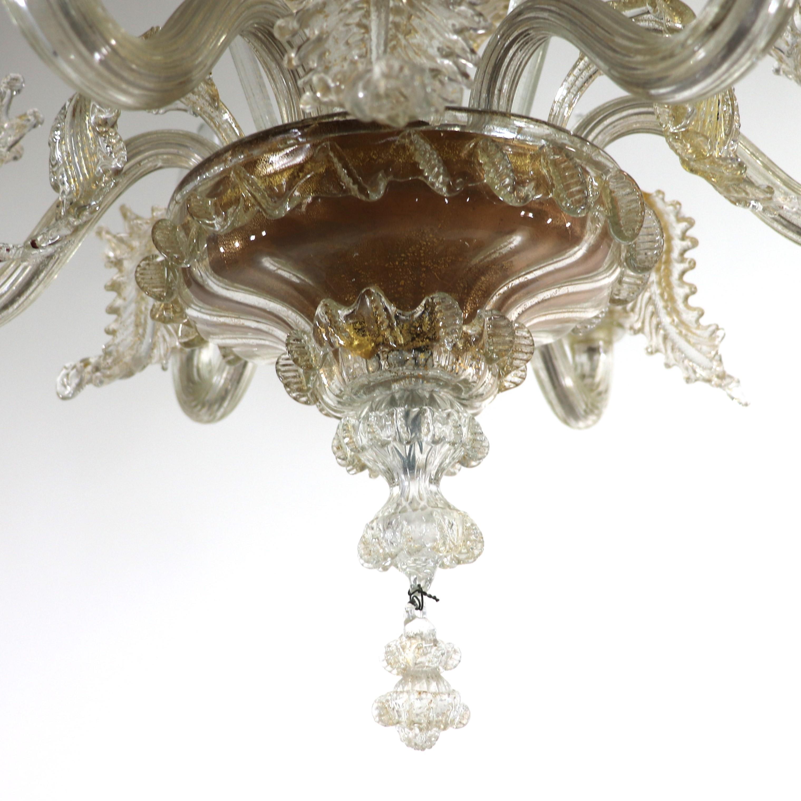 Vintage Baroque Style Gold Infused Cristallo Murano Chandelier For Sale ...