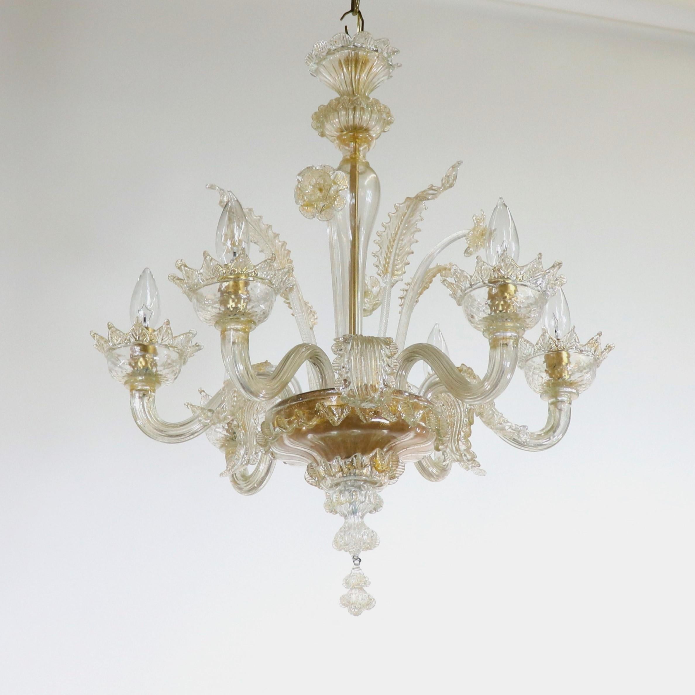 Vintage Baroque Style Gold Infused Cristallo Murano Chandelier For Sale ...