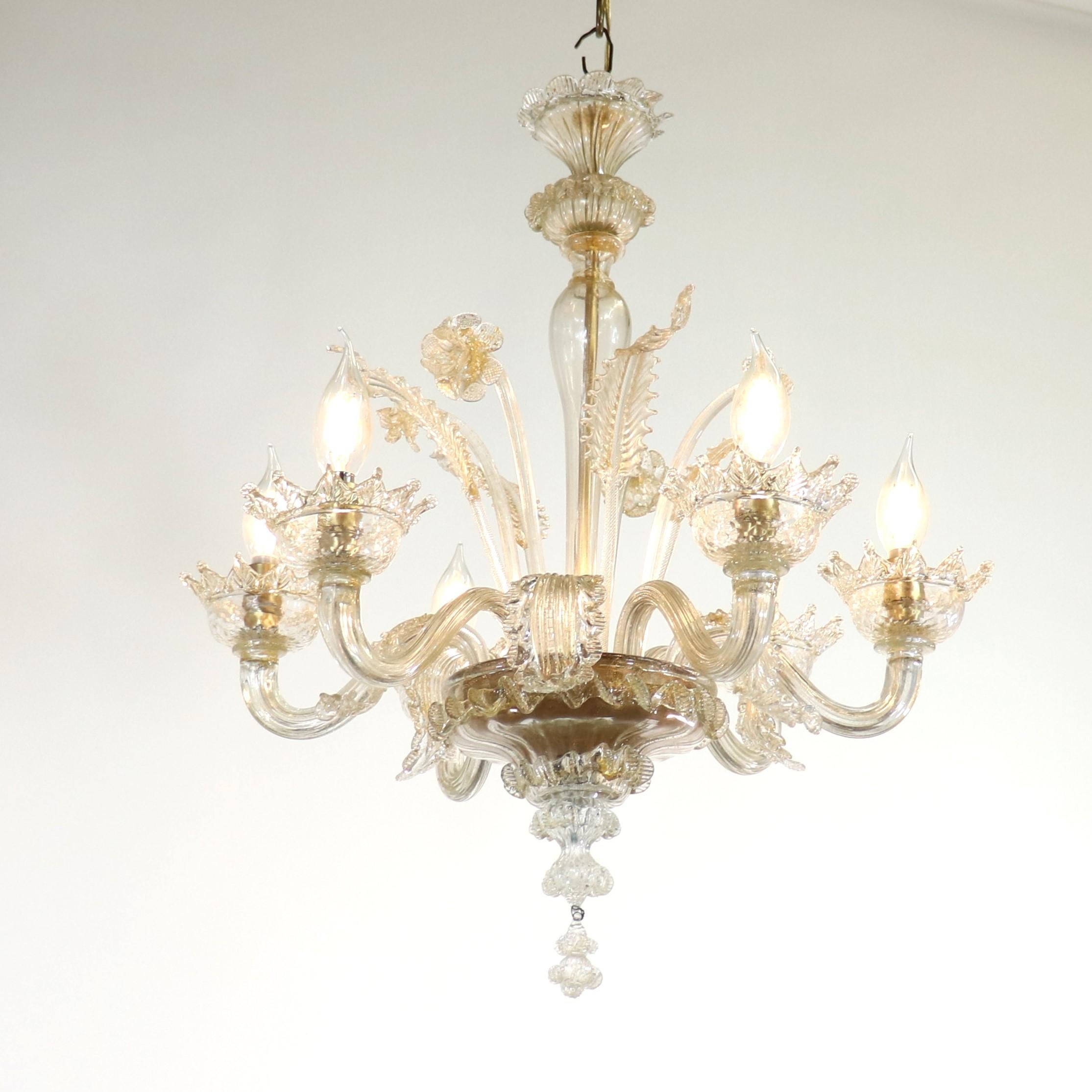 Vintage Baroque Style Gold Infused Cristallo Murano Chandelier For Sale ...