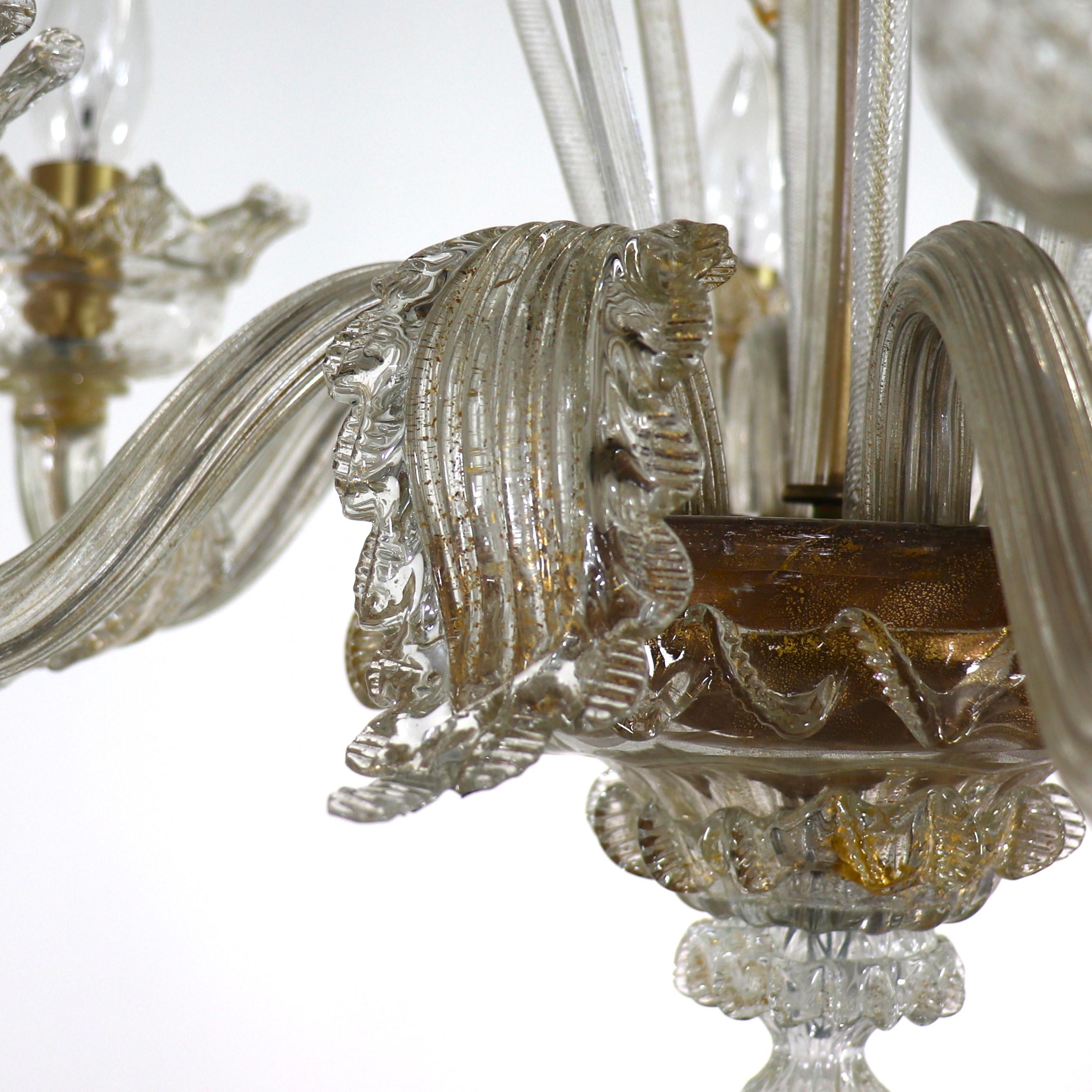 Vintage Baroque Style Gold Infused Cristallo Murano Chandelier For Sale ...