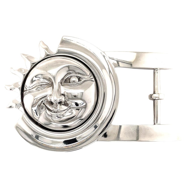 Vintage Barry Kieselstein-Cord Wide Sun Buckle Silver Tone For Sale at ...