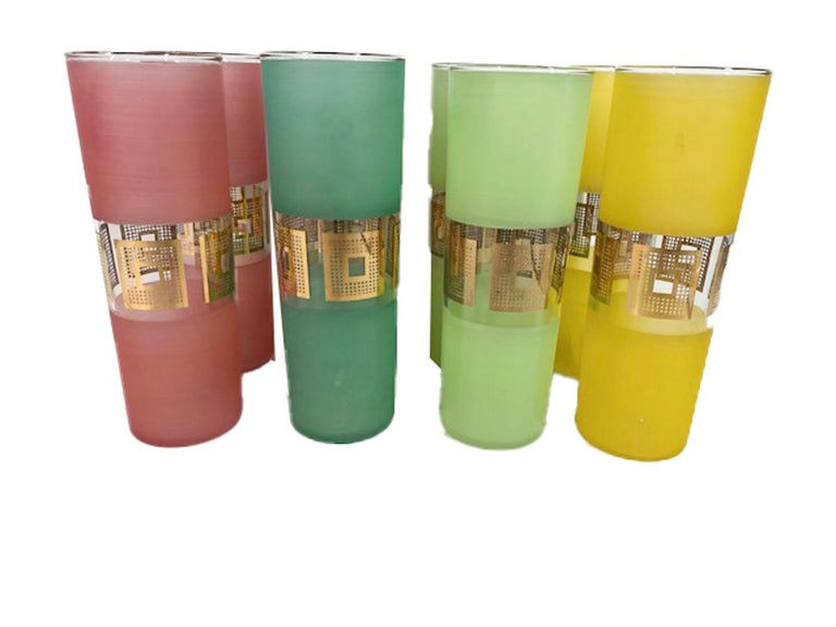 Vintage Bartlett Collins Color Frosted and Gilt Decorated Tom Collins ...