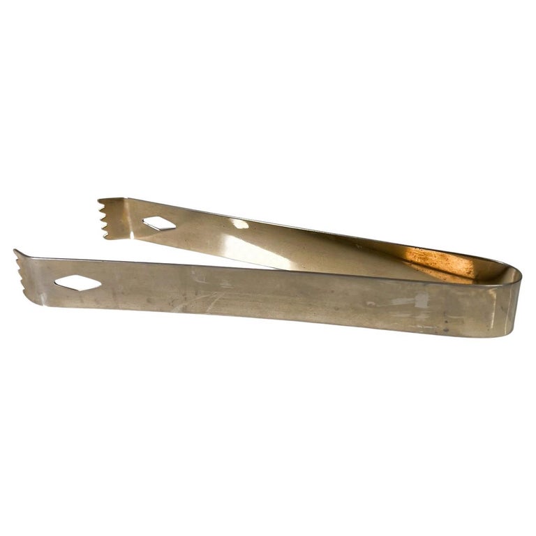 Vintage Barware Modern Ice Cube Tongs Nickel Plated For Sale at 1stDibs