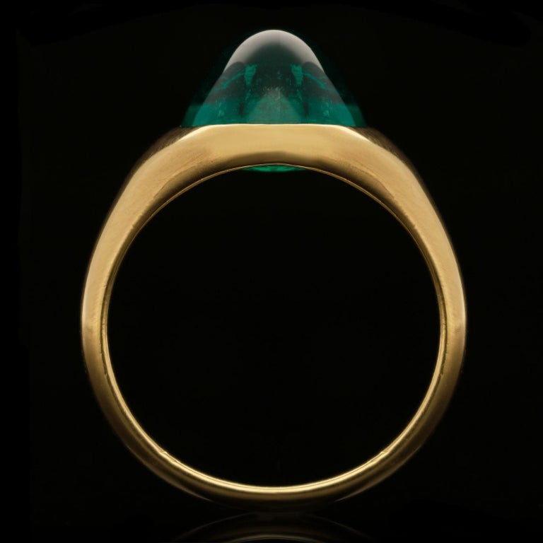 Vintage Beautiful 6.49ct Colombian Emerald Cabochon Ring in 18ct Gold ...