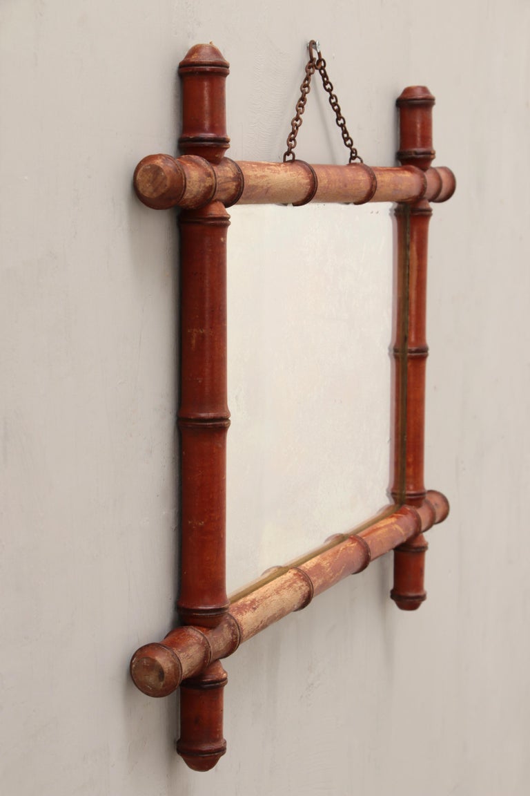 Vintage Beautiful French Bamboo Mirror For Sale at 1stDibs
