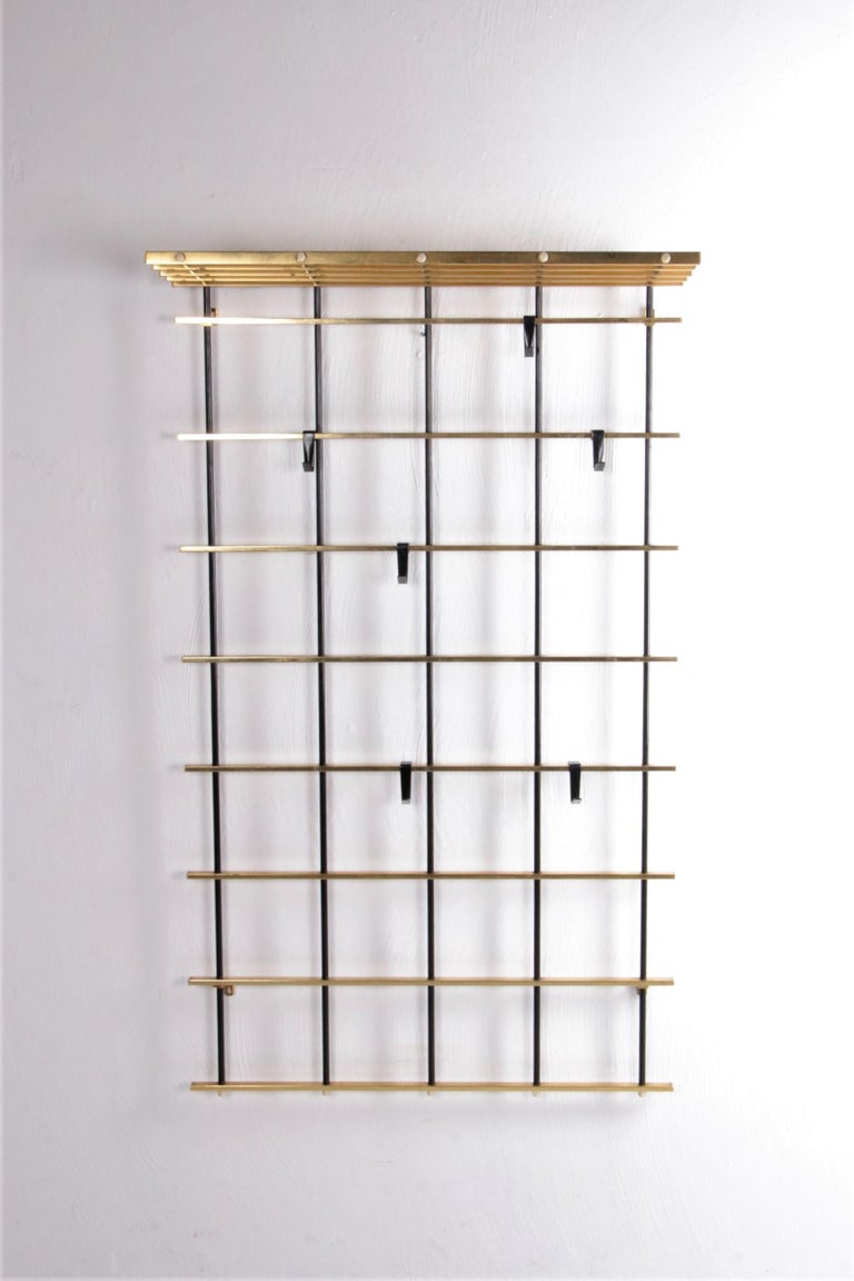 Vintage Beautiful Gold Colored Aluminum Wall Coat Rack, 1950s at 1stDibs