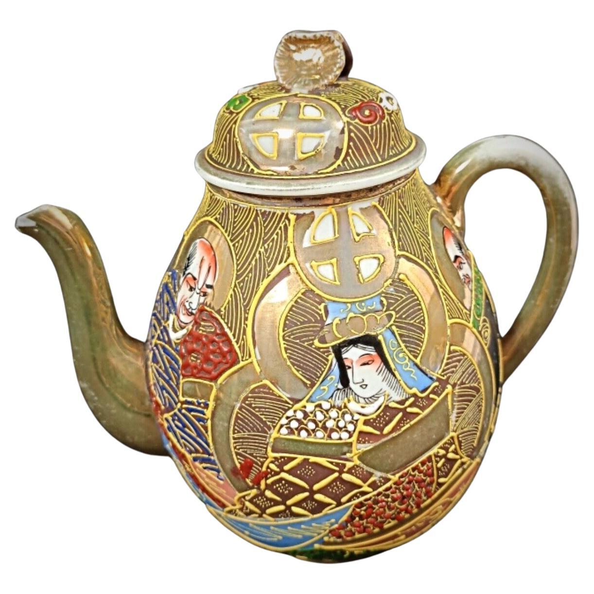 Vintage Beautiful Japanese Hand-Painted Teapot - 2Y191 For Sale at 1stDibs