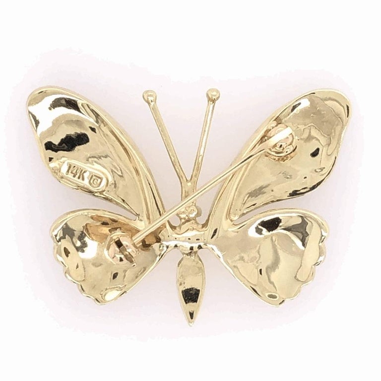 Vintage Beautiful Multi Enamel Gold Butterfly Brooch Pin Fine Estate ...