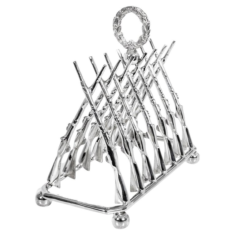 Vintage Beautiful Silver Plated Toast Rack Crossed Rifles 20th Century ...