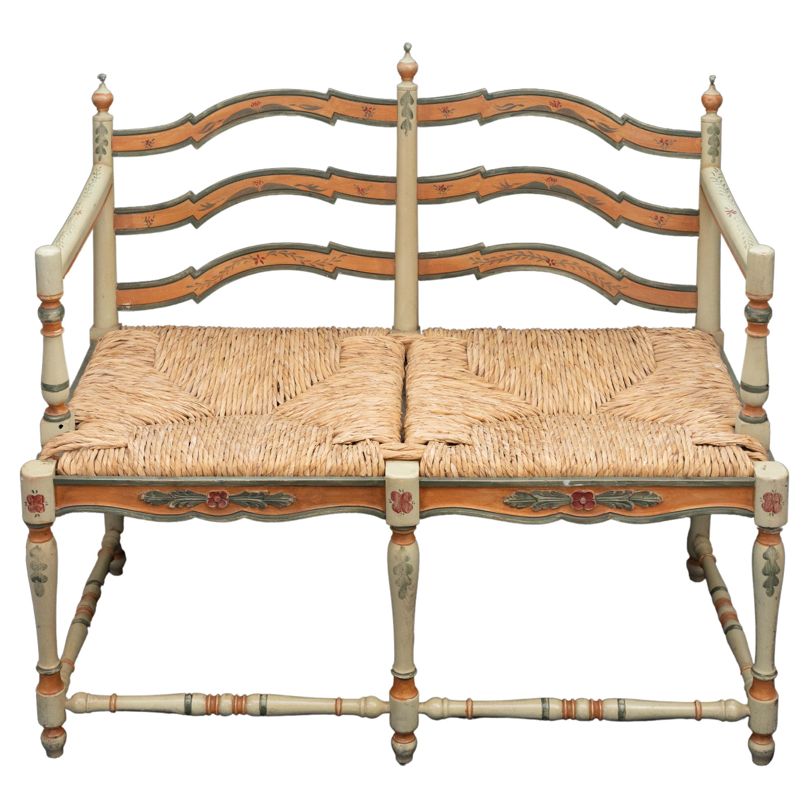 French Country Walnut Settee or Sofa with Rush Seat at 1stDibs
