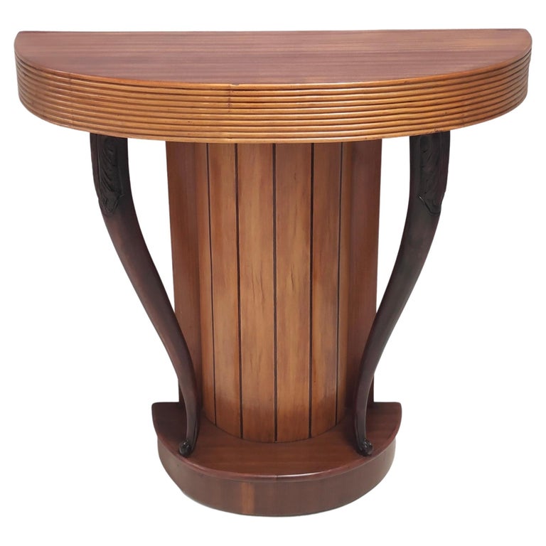 Vintage Beech and Walnut Demilune Console Table by Osvaldo Borsani ...