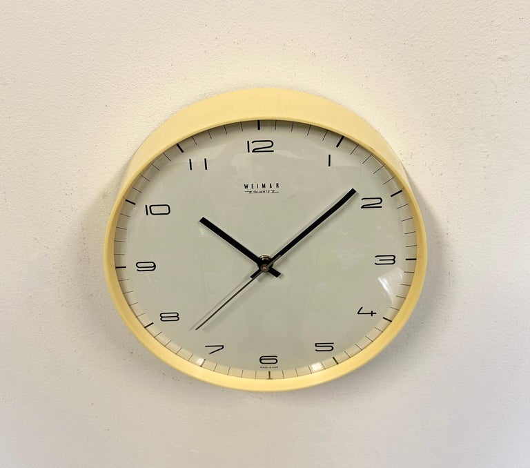 Vintage Beige Bakelite Wall Clock from Weimar, 1970s For Sale at 1stDibs