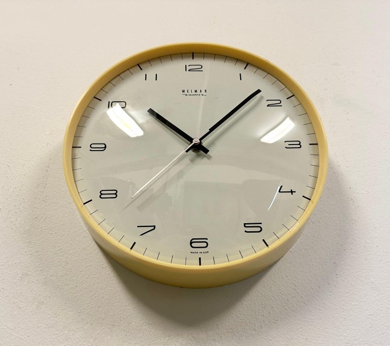 Vintage Beige Bakelite Wall Clock from Weimar, 1970s For Sale at 1stDibs