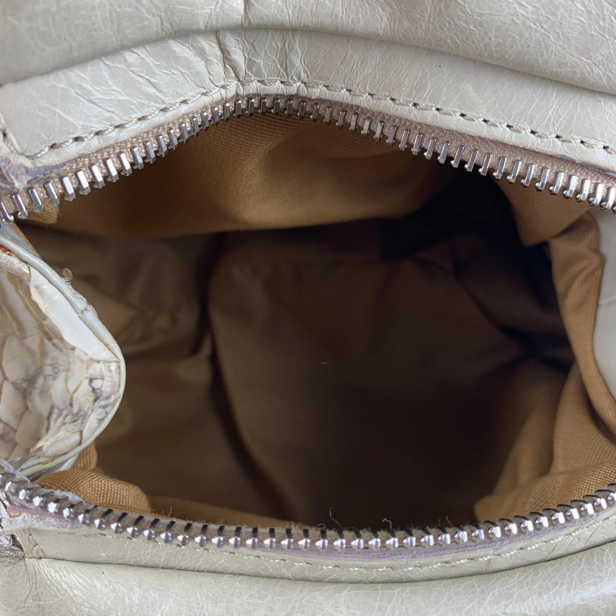 VINTAGE Beige Grey Snake Skin Top Handles Handbag at 1stDibs