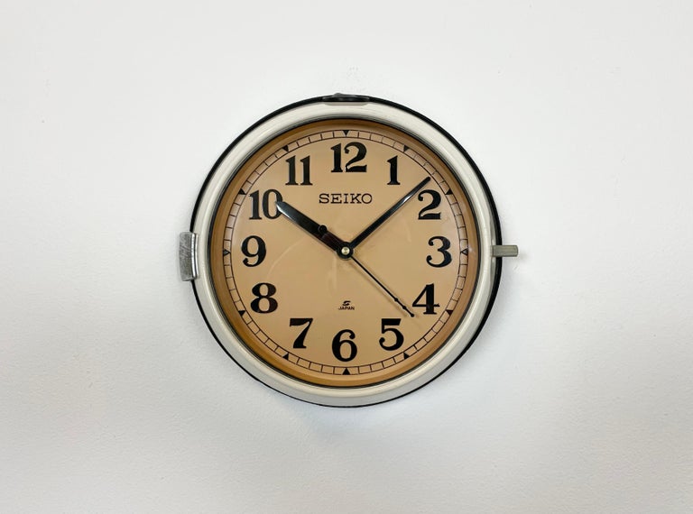 Vintage Beige Seiko Navy Wall Clock, 1970s For Sale at 1stDibs