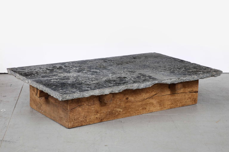 Vintage Belgian Bluestone Coffee Table with French Oak Base For Sale at ...
