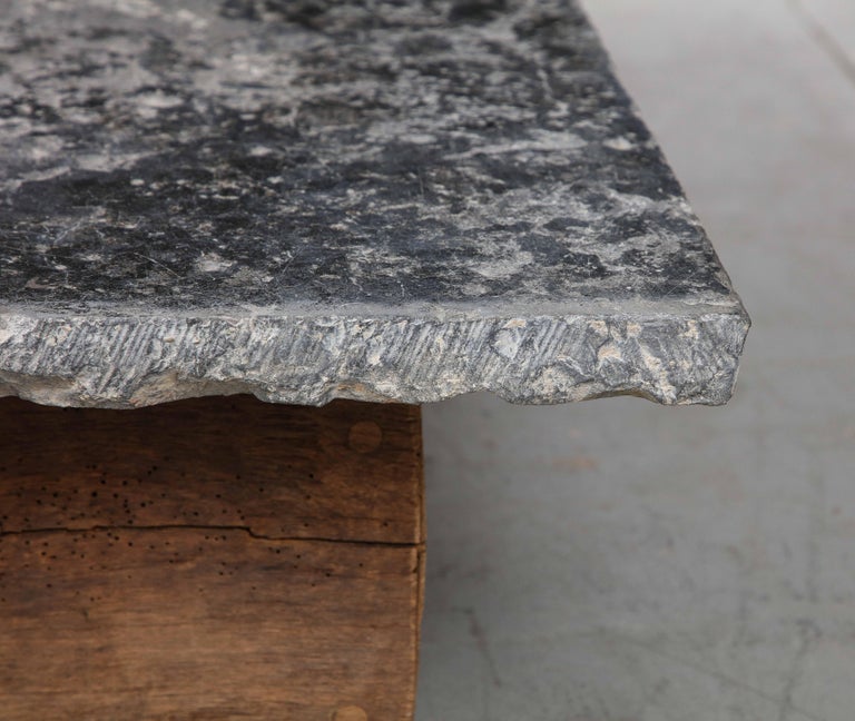 Vintage Belgian Bluestone Coffee Table with French Oak Base For Sale at ...