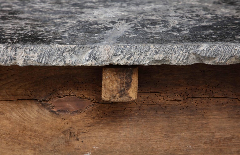 Vintage Belgian Bluestone Coffee Table with French Oak Base For Sale at ...