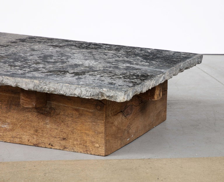 Vintage Belgian Bluestone Coffee Table with French Oak Base For Sale at ...
