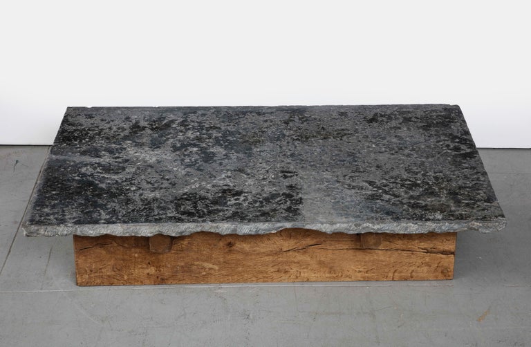 Vintage Belgian Bluestone Coffee Table with French Oak Base For Sale at ...