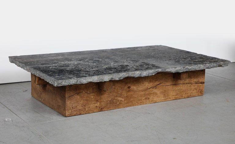 Vintage Belgian Bluestone Coffee Table with French Oak Base For Sale at ...