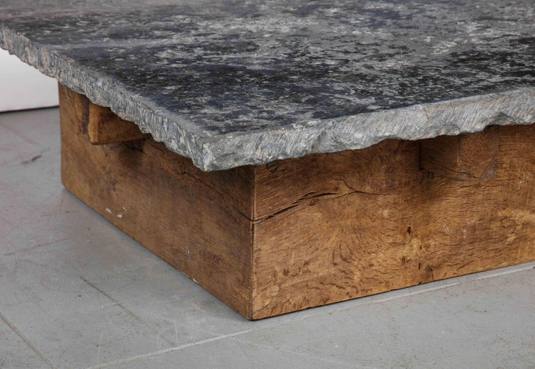 Vintage Belgian Bluestone Coffee Table with French Oak Base For Sale at ...