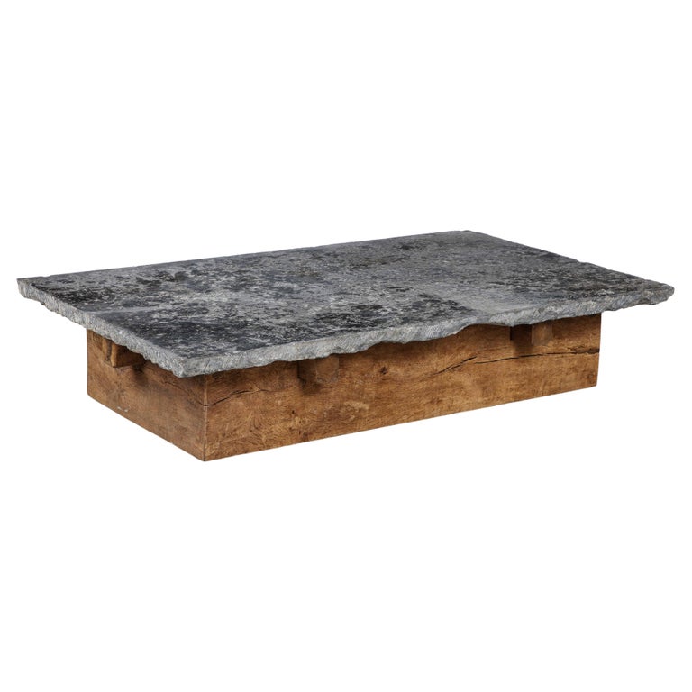 Vintage Belgian Bluestone Coffee Table with French Oak Base For Sale at ...