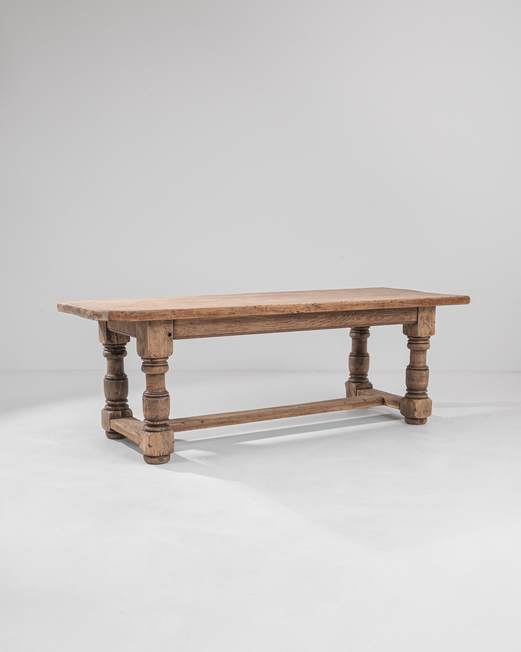 Vintage Belgian Oak Dining Table For Sale at 1stDibs