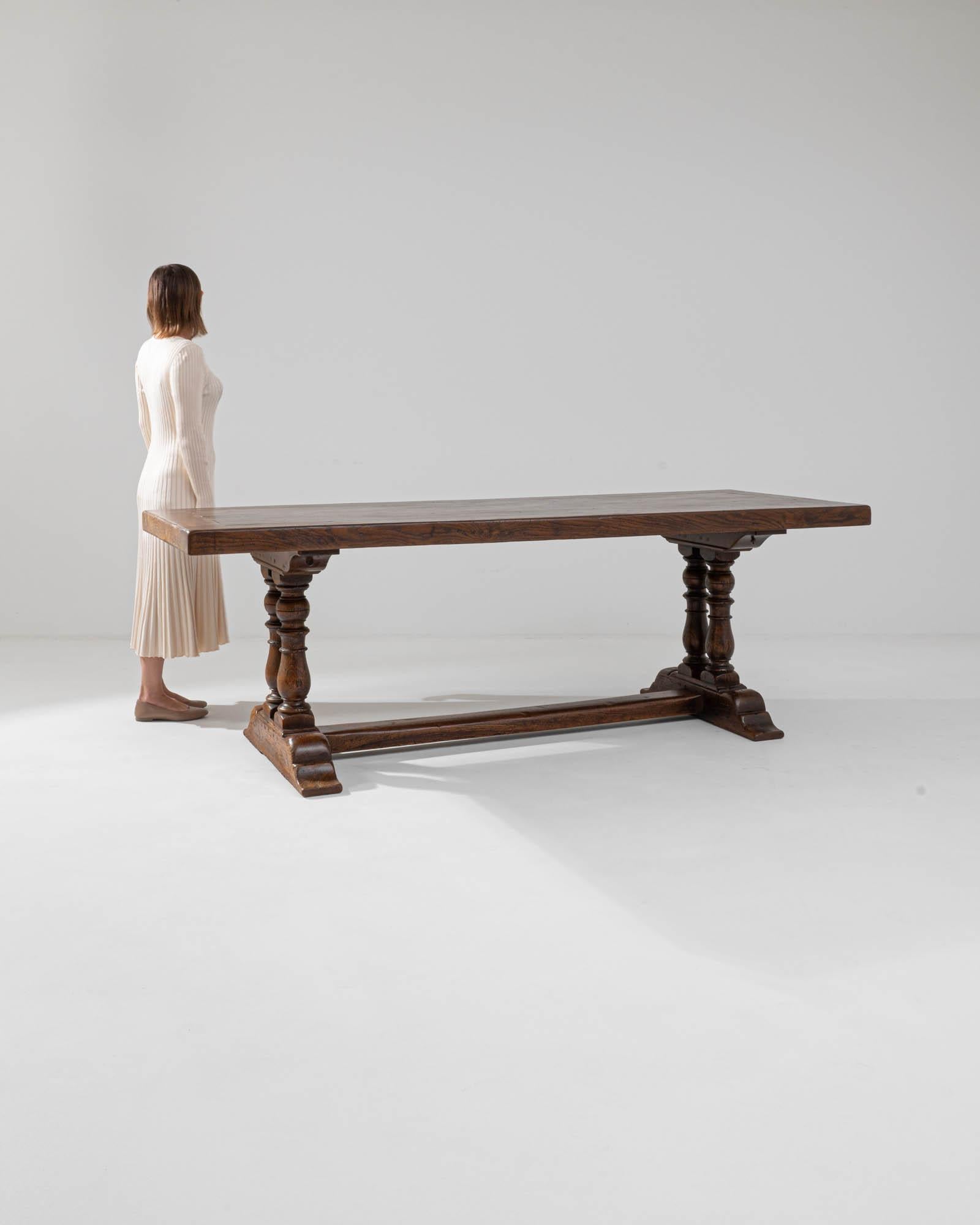 Vintage Belgian Oak Dining Table For Sale at 1stDibs