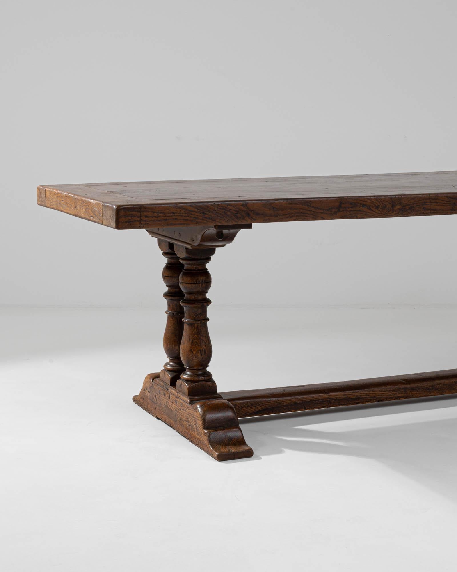 Vintage Belgian Oak Dining Table For Sale at 1stDibs