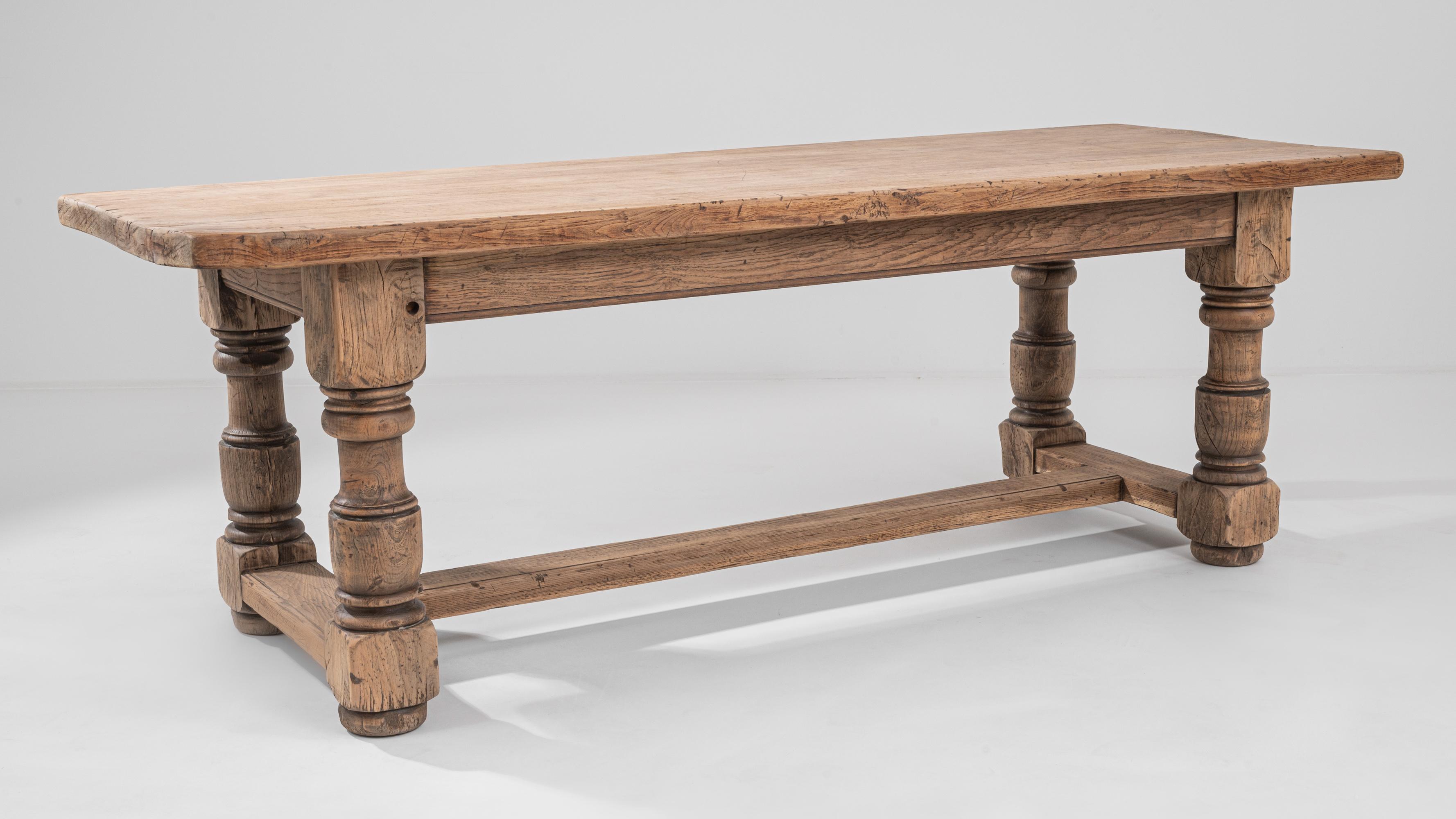 Vintage Belgian Oak Dining Table For Sale at 1stDibs