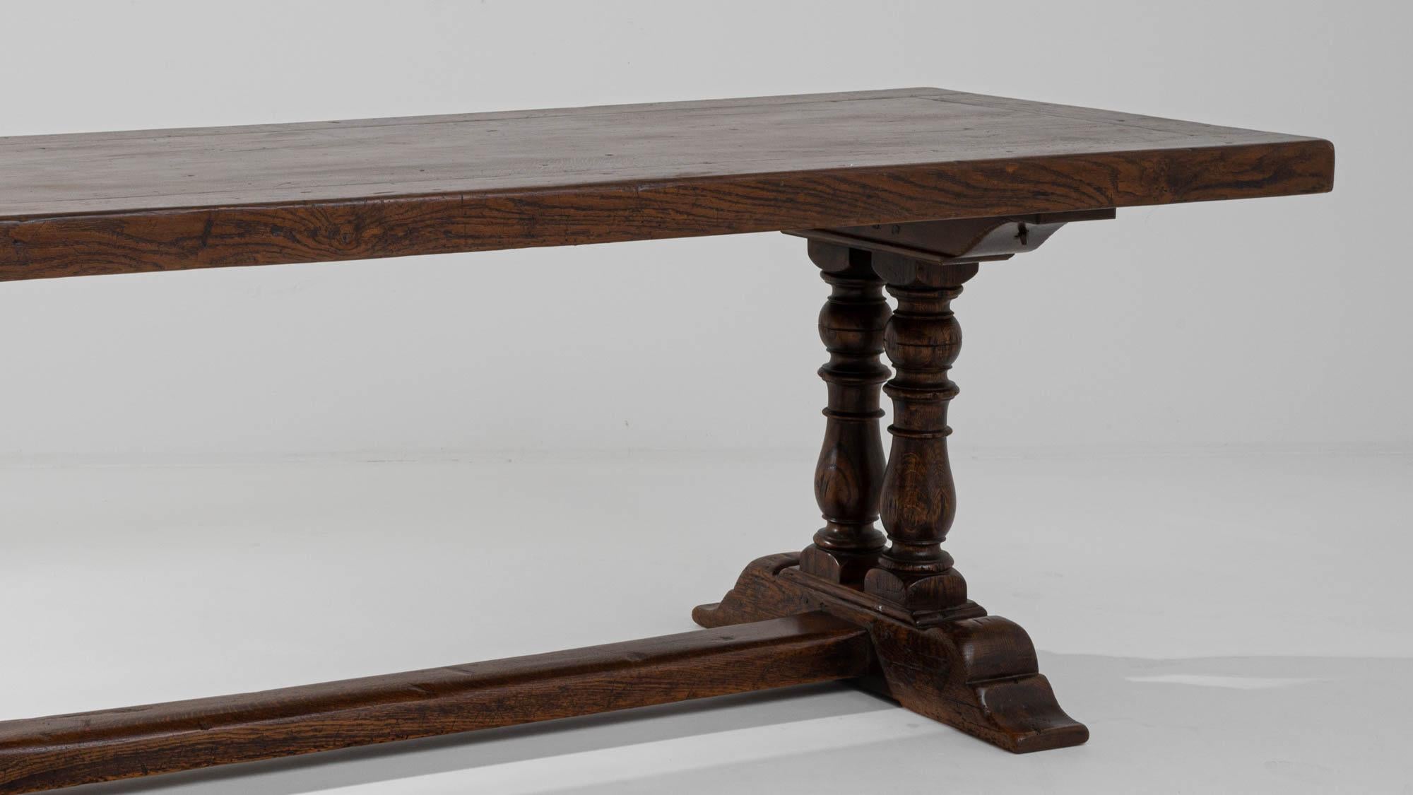 Vintage Belgian Oak Dining Table For Sale at 1stDibs