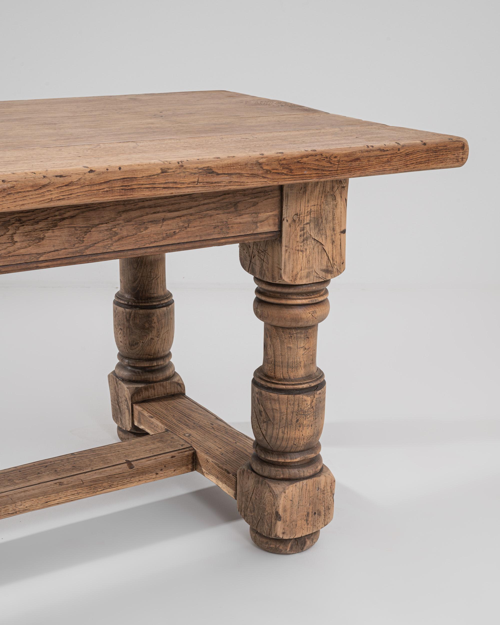 Vintage Belgian Oak Dining Table For Sale at 1stDibs