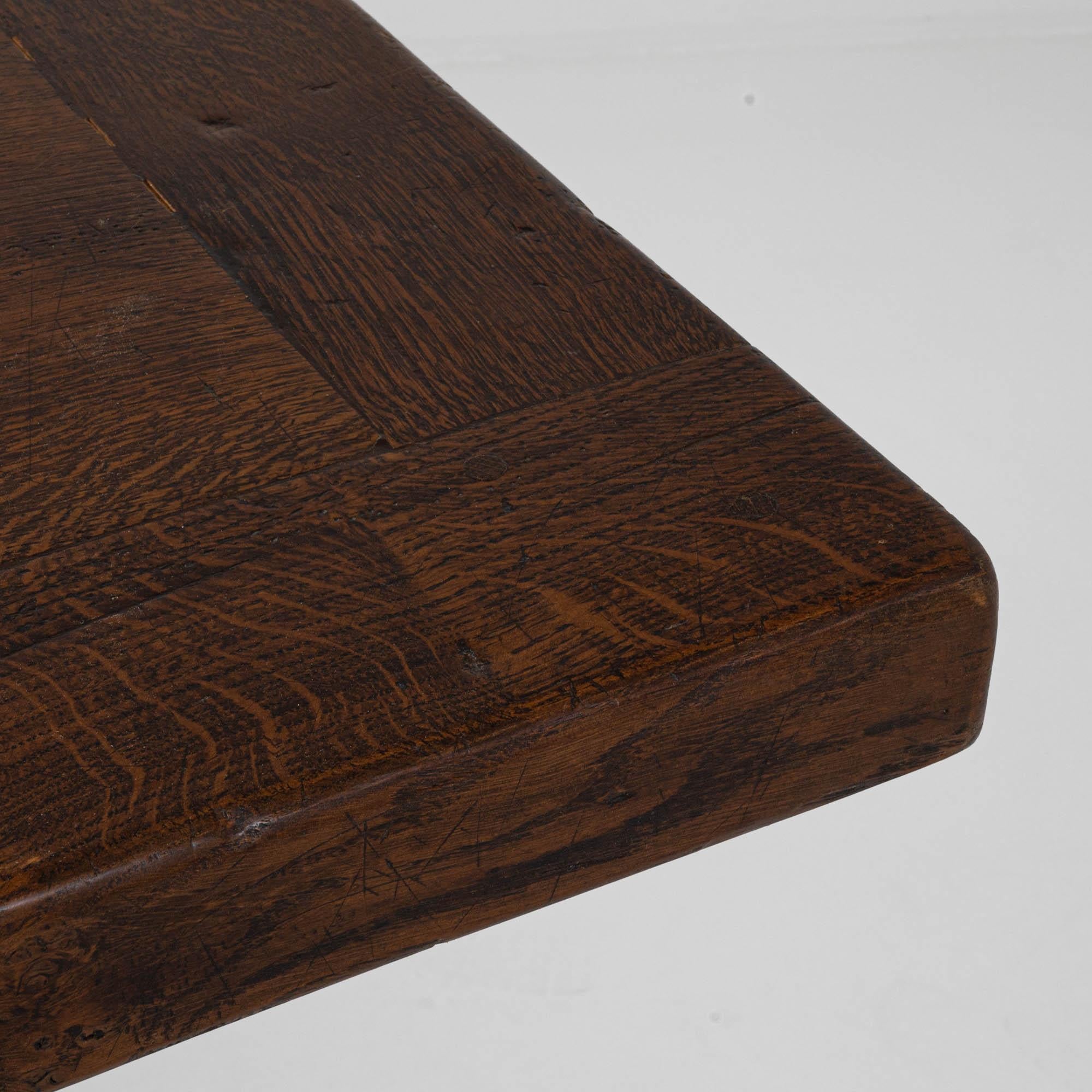 Vintage Belgian Oak Dining Table For Sale at 1stDibs