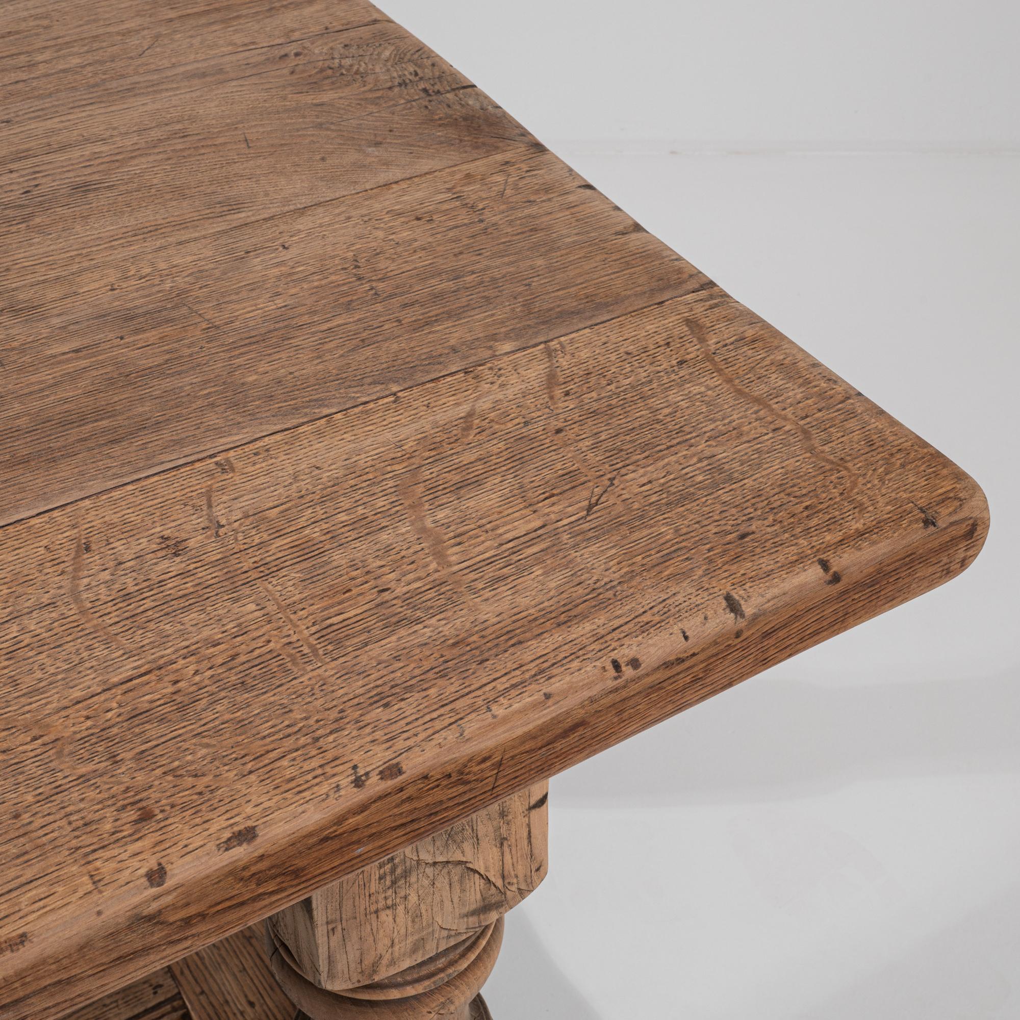 Vintage Belgian Oak Dining Table For Sale at 1stDibs
